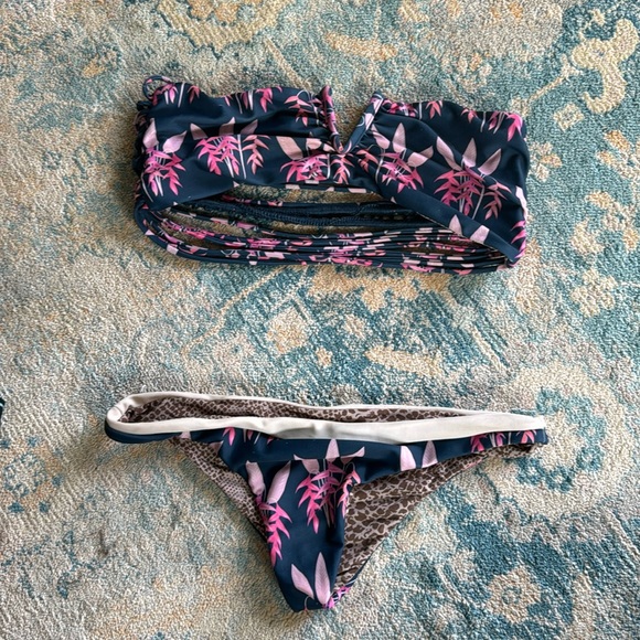 acacia swimwear | Swim | Acacia Flower Print Blue Two Piece Swim Suit ...